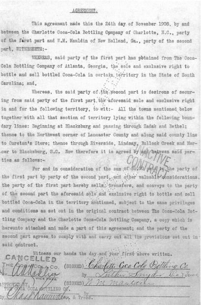 1908_contract - Rock Hill Coca-Cola